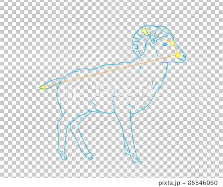 Line drawing of Aries and arrangement of stars,... - Stock Illustration ...