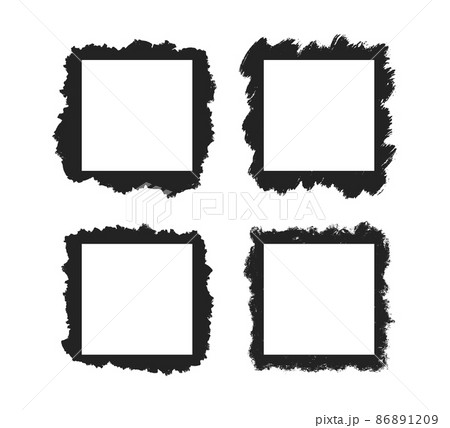 Grunge stencil square frames with brush painted...のイラスト素材 [86891209 ...