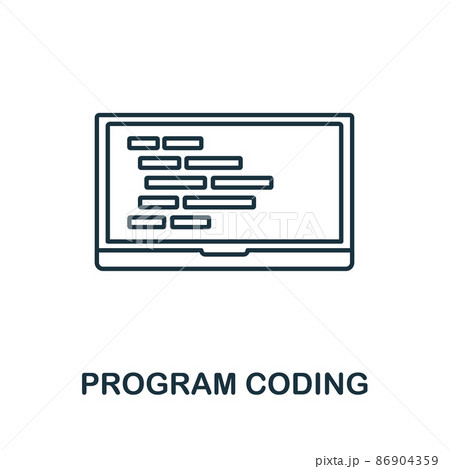 Laptop Coding line icon. Thin design style from...のイラスト素材 [86904359] - PIXTA