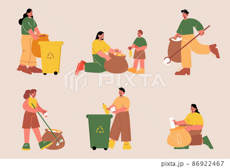 People collect garbage and sorting wasteのイラスト素材 [86922467] - PIXTA