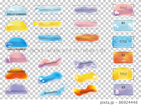 Watercolor style summer title frame set - Stock Illustration [86924448 ...