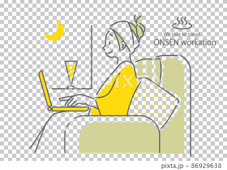 Worcation A simple and stylish line art... - Stock Illustration ...