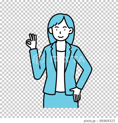 Suit female ok sign pose - Stock Illustration [86969325] - PIXTA