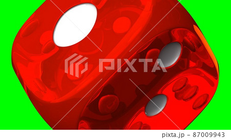 Red dice on green chroma key background.のイラスト素材 [87009943] - PIXTA