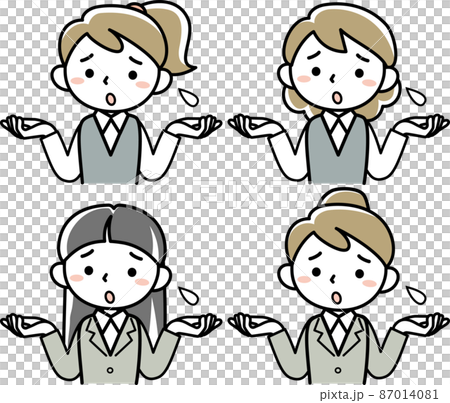 Disappointing uniformed young woman's upper... - Stock Illustration ...