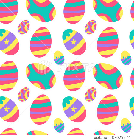 Seamless background with Easter eggs. Repeating...のイラスト素材 [87025574 ...