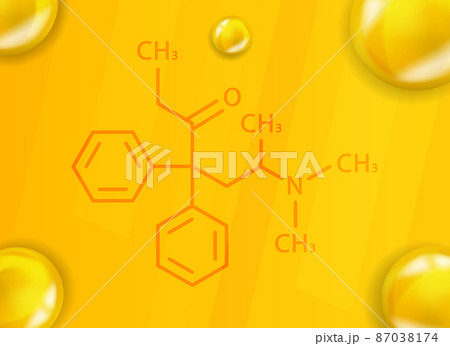 Methadone chemical formula. Methadone 3D...のイラスト素材 [87038174] - PIXTA