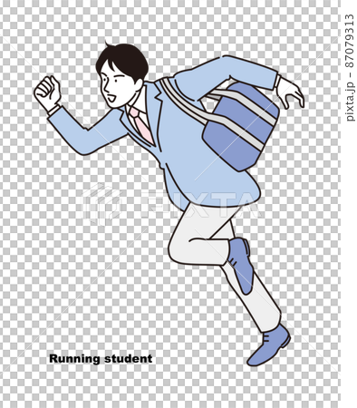 Illustration material of a male student running... - Stock Illustration ...