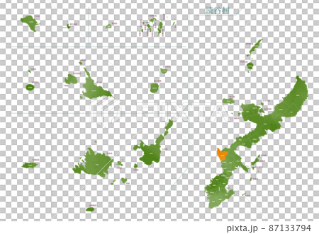 Watercolor-style map, Yomitan Village, Okinawa... - Stock Illustration ...