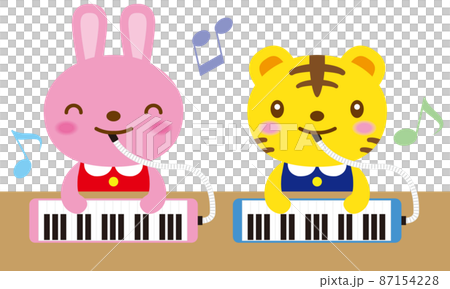 Rabbit and tiger keyboard harmonica - Stock Illustration [87154228] - PIXTA