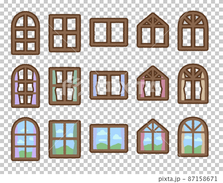 Simple cute window frame set (pastel) (with... - Stock Illustration ...