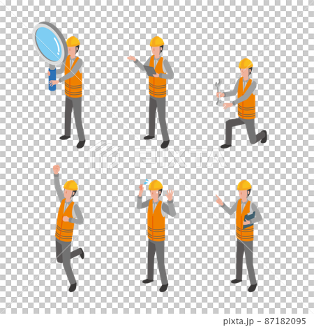 Worker pose illustration set - Stock Illustration [87182095] - PIXTA