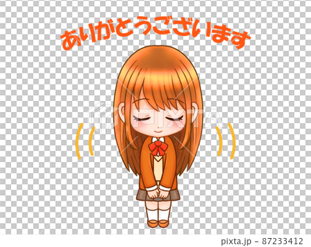 Girl bowing _ Chibi Chara 5 - Stock Illustration [87233412] - PIXTA