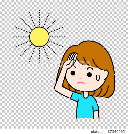 Illustration of a woman blocking the simple sun... - Stock Illustration ...