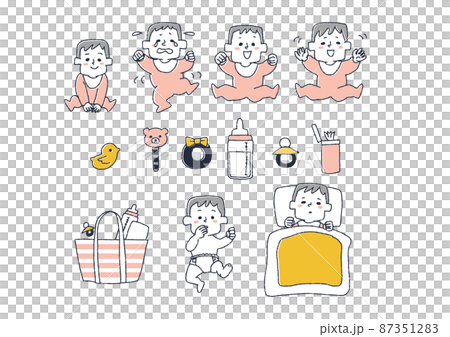 A set of baby and child-rearing goods, a... - Stock Illustration ...