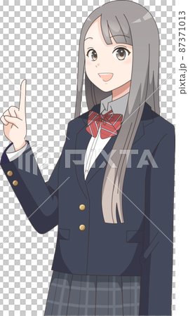 Pointing pose to the left, smiling female... - Stock Illustration ...