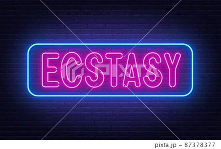 Neon sign Ecstasy on brick wall background.のイラスト素材 [87378377] - PIXTA