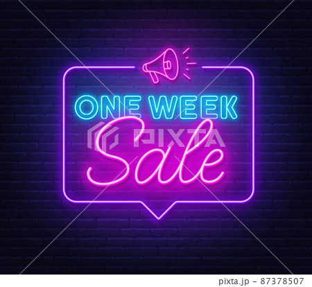 One Week Sale neon sign on brick wall backgroundのイラスト素材 [87378507] - PIXTA