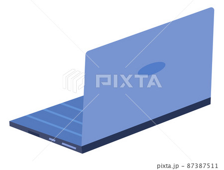 Laptop icon. Blue mobile computer. Open notebookのイラスト素材 [87387511] - PIXTA