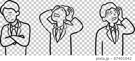 Illustration set of businessmen who are worried... - Stock Illustration ...