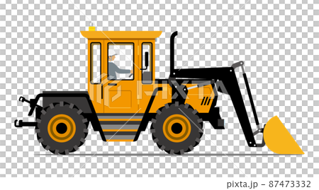Wheel loader, bulldozer, side angle, illustration - Stock Illustration ...
