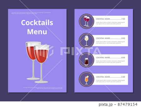Cocktails Menu Cover Design with List of Drinksのイラスト素材 [87479154] - PIXTA