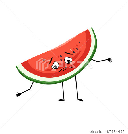 Watermelon character with sad emotions,...のイラスト素材 [87484492] - PIXTA
