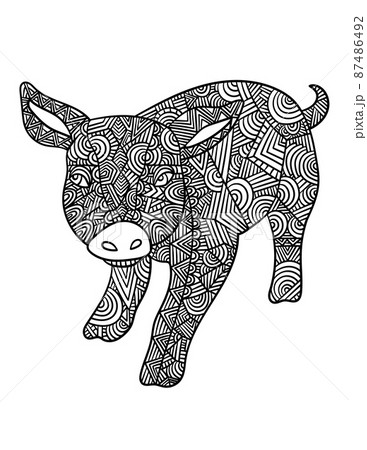 Pig Mandala Coloring Pages for Adultsのイラスト素材 [87486492] - PIXTA