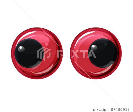 Slanted red plastic toy eyes. Fun safe toys. ....のイラスト素材 [87486915] - PIXTA