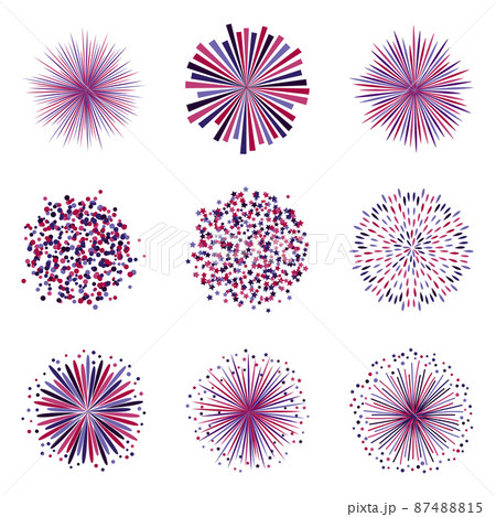 Set of colorful fireworks, vector illustrationのイラスト素材 [87488815] - PIXTA