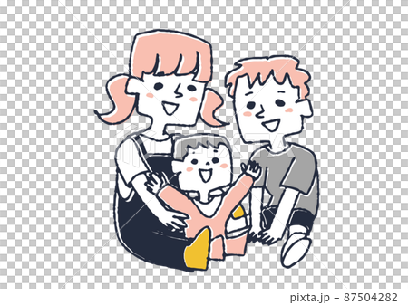 Three siblings who are good friends, a comical... - Stock Illustration ...