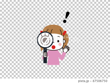A girl who is surprised to observe something... - Stock Illustration ...