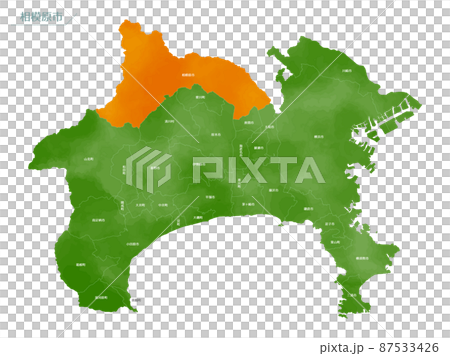 Watercolor-style map Sagamihara City, Kanagawa... - Stock Illustration ...