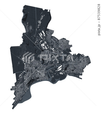 Mariupol map. Detailed black map of Mariupol...のイラスト素材 [87539828] - PIXTA