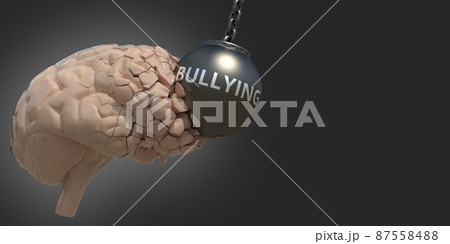 Brain hit by wrecking ball with Bullying text,...のイラスト素材 [87558488] - PIXTA