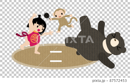 Kintaro taking a sumo wrestling with a bear... - Stock Illustration ...