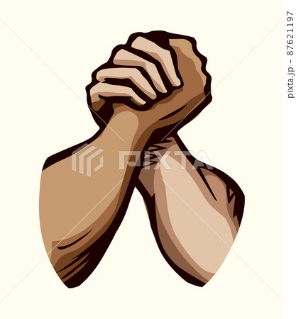 Hand wrestling contest. Vector drawingのイラスト素材 [87621197] - PIXTA