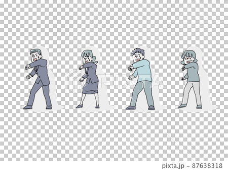 A set of people being cornered, a comical... - Stock Illustration ...