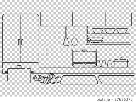 Simple line drawing kitchen - Stock Illustration [87656373] - PIXTA