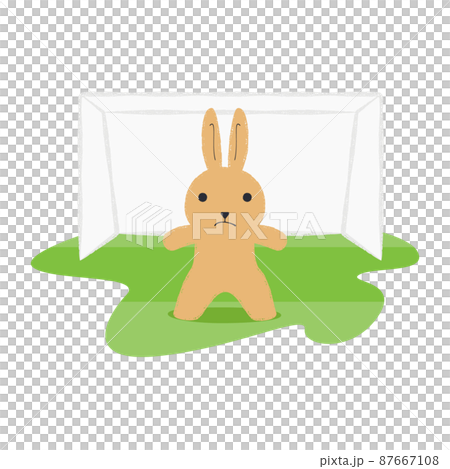 Illustration of a rabbit defending the goal - Stock Illustration ...