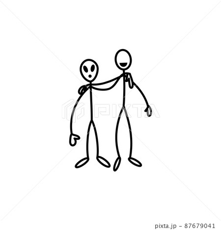 Stick figure man and alienのイラスト素材 [87679041] - PIXTA