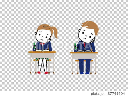 Students who are frowning and thinking while... - Stock Illustration ...