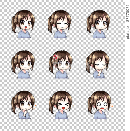 Ponytail girl facial expression diff icon - Stock Illustration ...