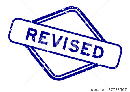 Grunge blue revised word rubber seal stamp on...のイラスト素材 [87783567] - PIXTA