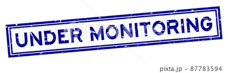 Grunge blue under monitoring word sqaure rubber...のイラスト素材 [87783594 ...