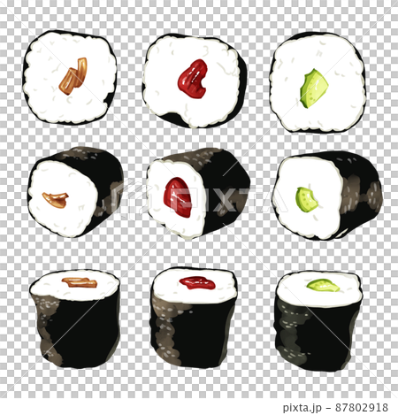 手描き水彩の細巻きイラストセットのイラスト素材 [87802918] - PIXTA