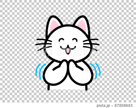Cat clapping with a smile - Stock Illustration [87808683] - PIXTA