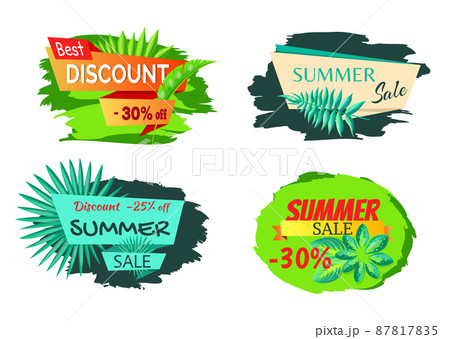 Exotic Leaves on Sticker Best Discount Summer Saleのイラスト素材 [87817835 ...