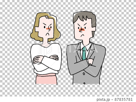 Men and women glaring at each other Comical... - Stock Illustration ...