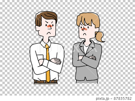 Men and women glaring at each other Comical... - Stock Illustration ...